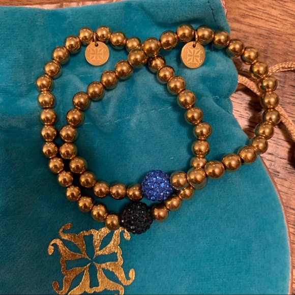 Rustic Cuff | Jewelry | Rustic Cuff Blue And Gold Bracelet Set | Poshmark